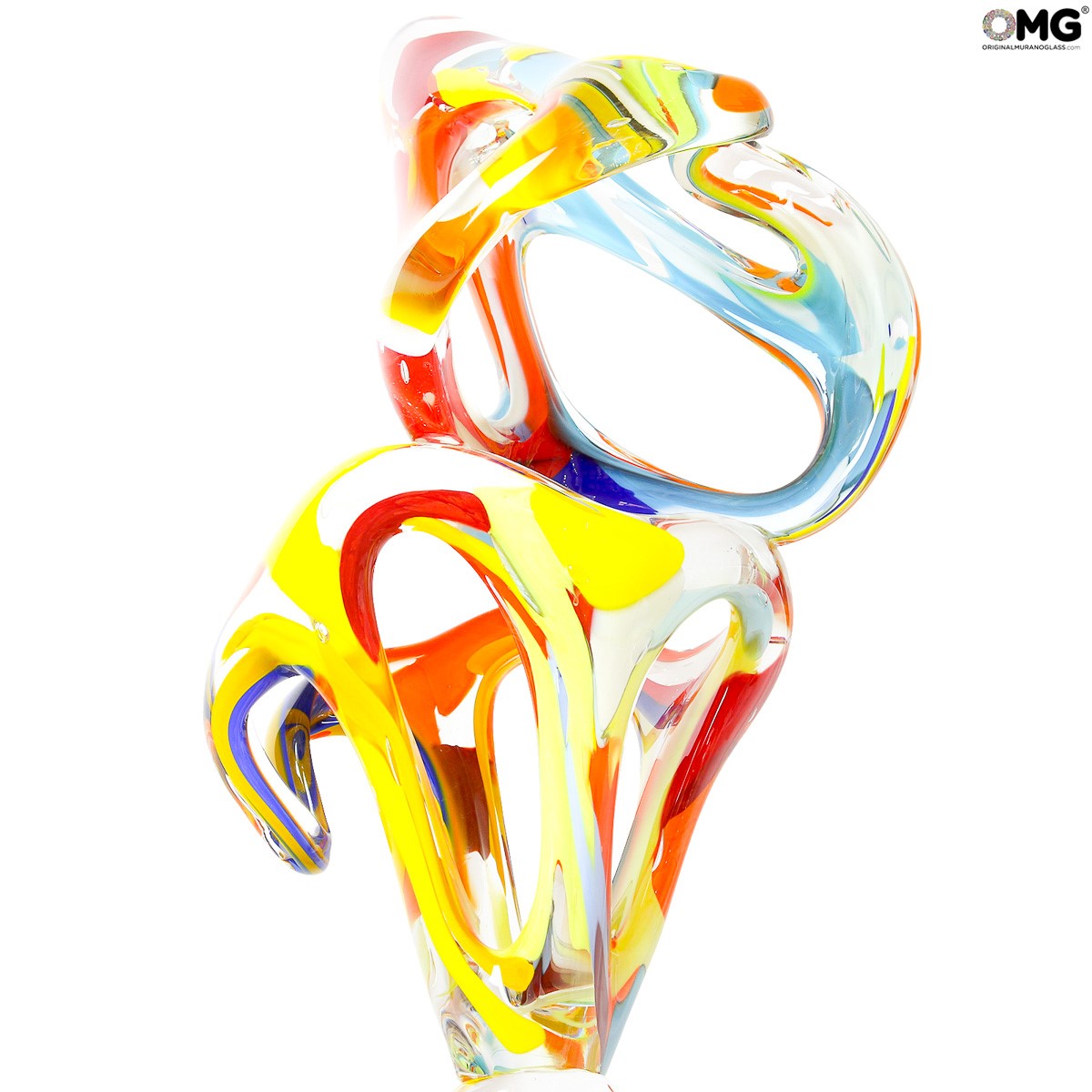 Multicolor Sculpture Slimer Abstract Murano Glass Sculpture