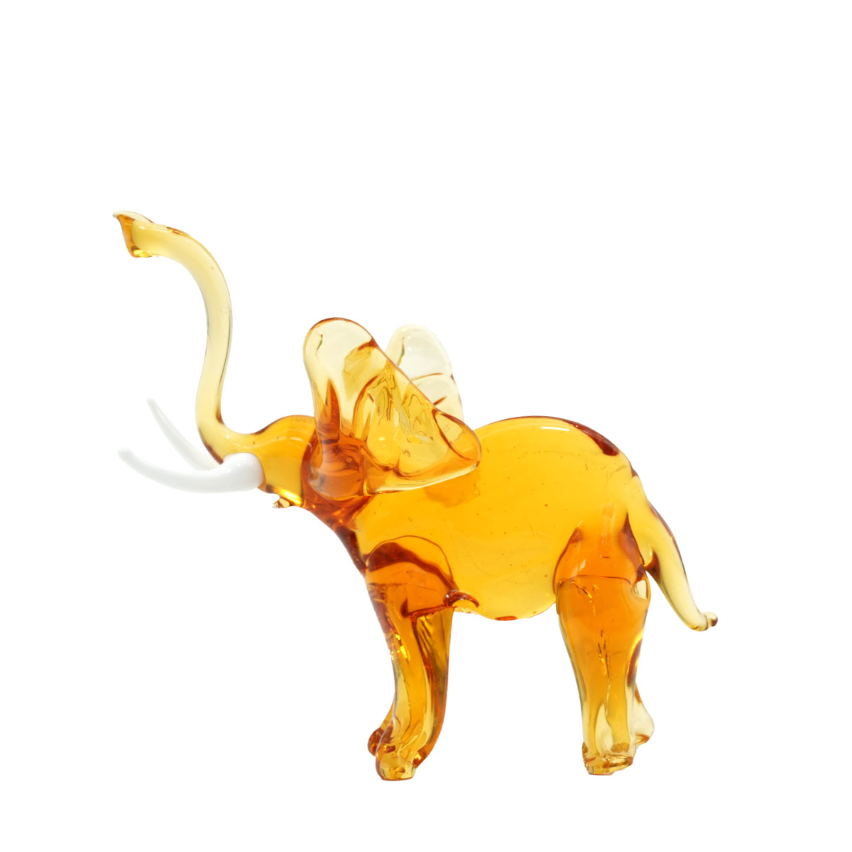 Elephant Figurine In Amber Glass Original Murano Glass Omg