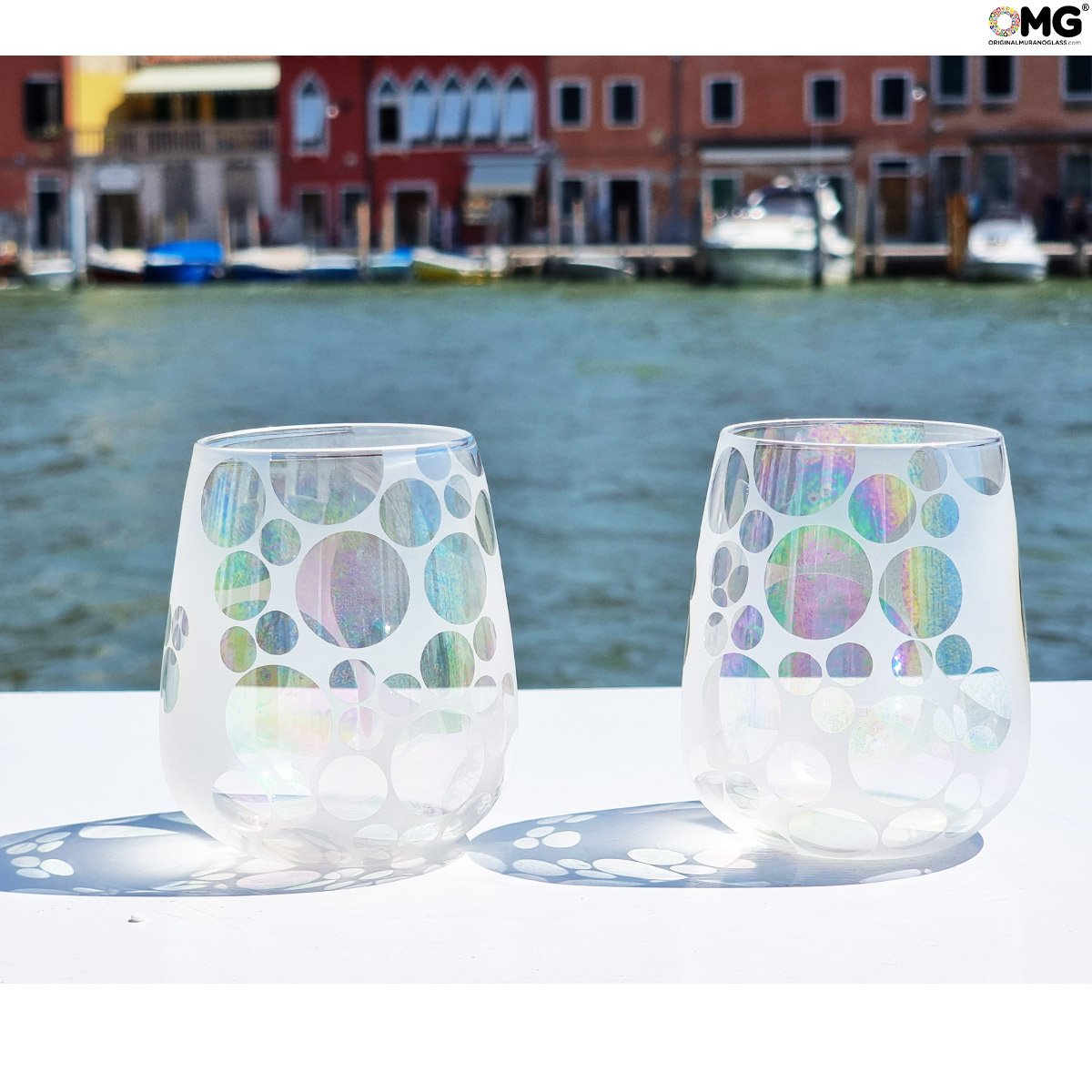 Drinking Glasses Tumblers Murano Sets Set Of 2 Drinking Glasses Crystal And Iridescent Bubbles