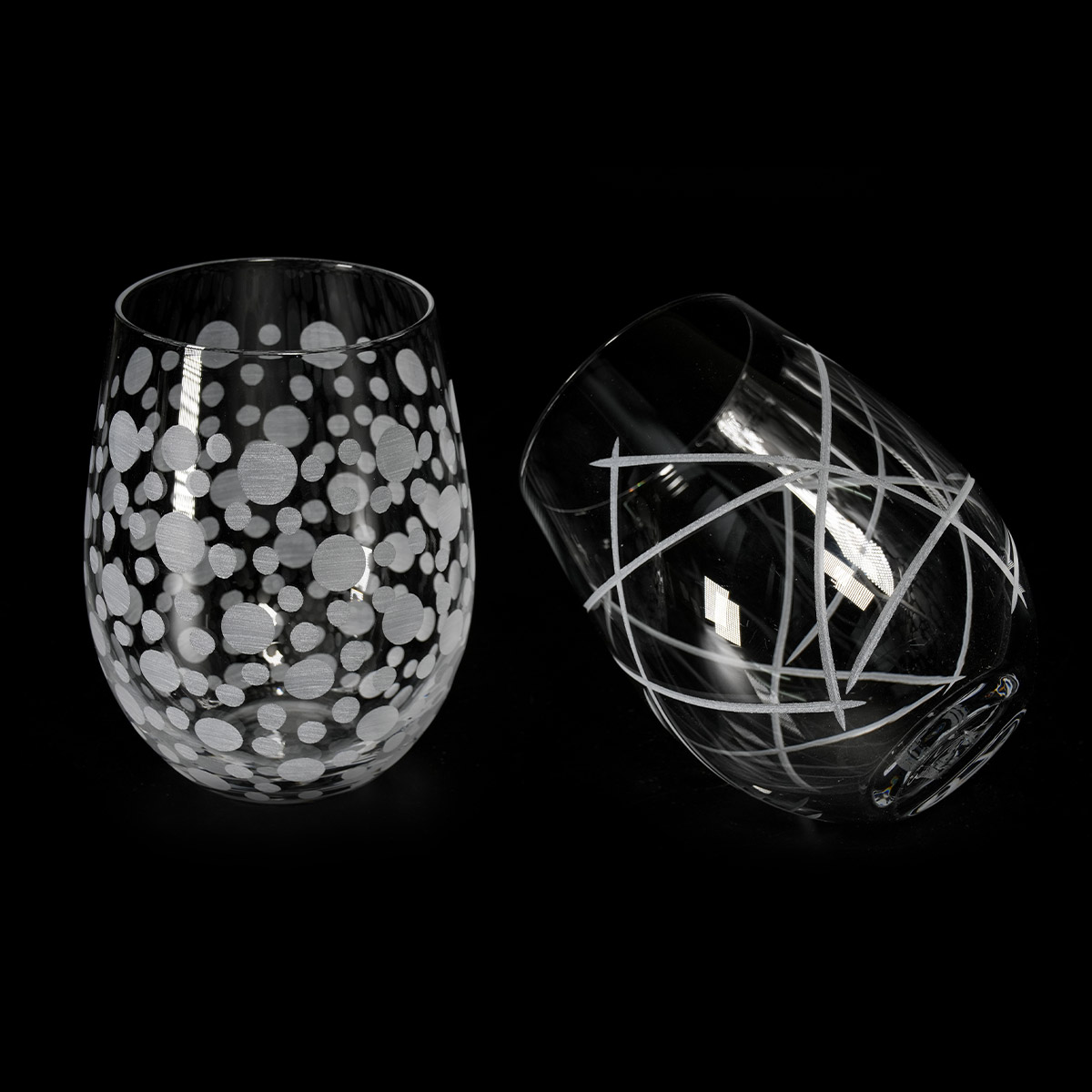 Set Of 6 Drinking Glasses Engraved Texture Original Murano Glass Omg