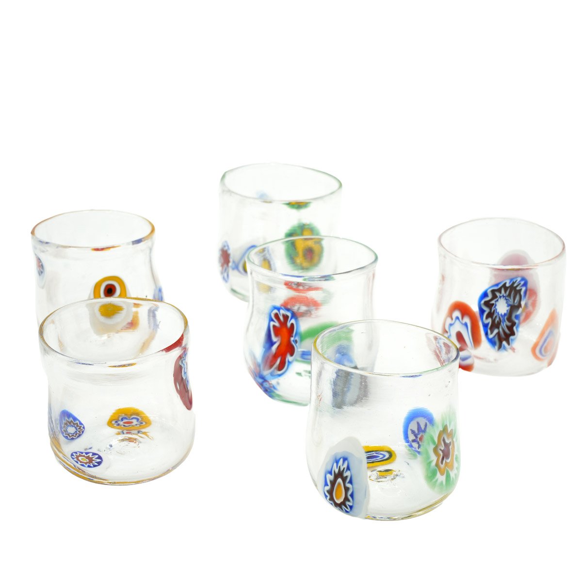 Set Of 6 Drinking Glasses Malfatti Shot Whiskey Original Murano