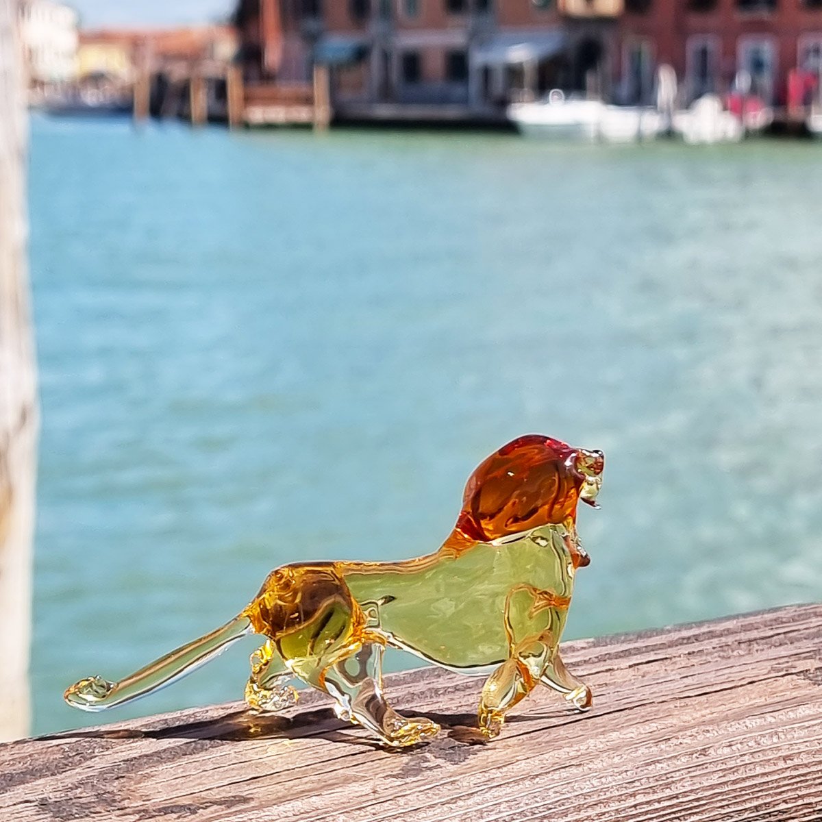 Lion Figurine Original Murano Glass Omg