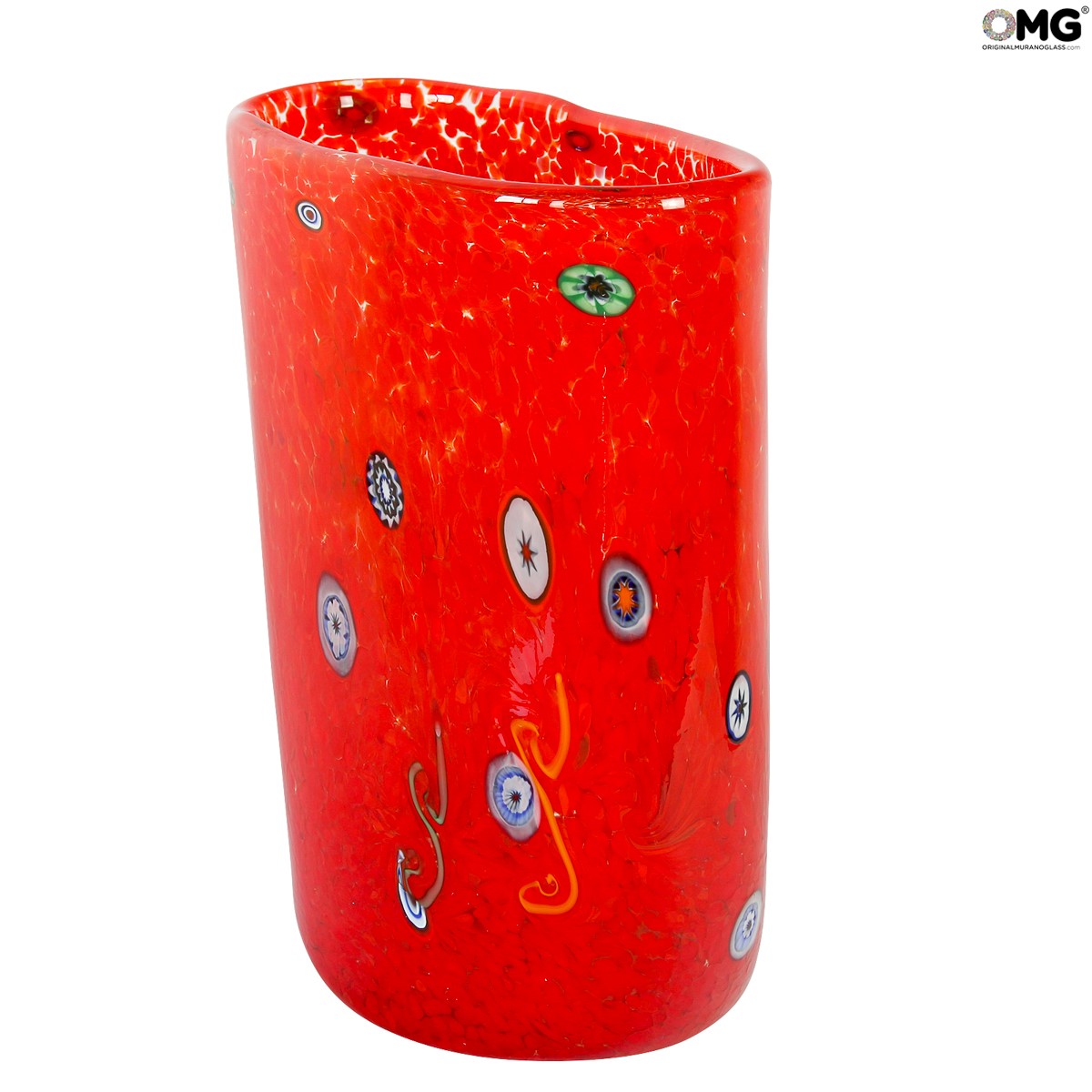 Goya Large Vase Red Original Murano Glass Omg