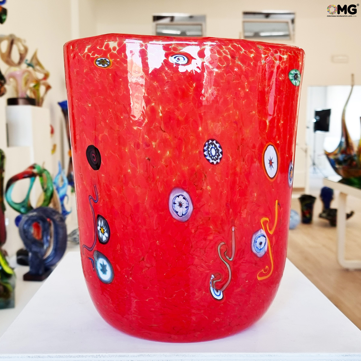 Goya Large Vase Red Original Murano Glass Omg