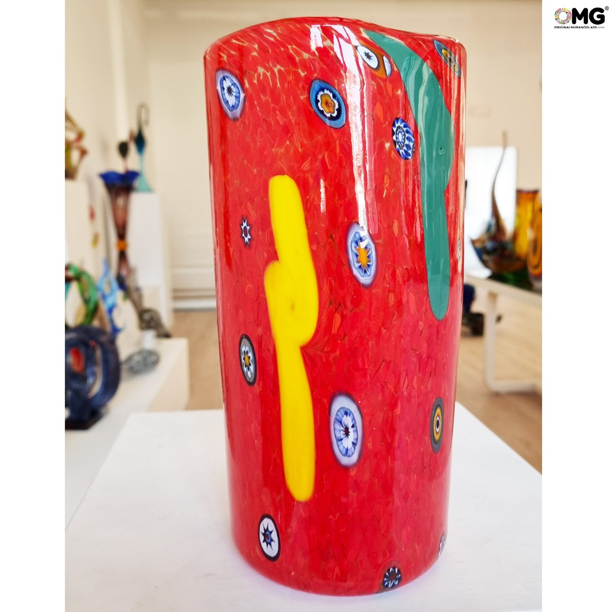 Goya Vase Red Original Murano Glass Omg