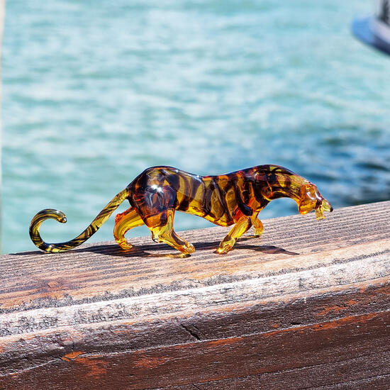 Tiger Figurine Original Murano Glass Omg